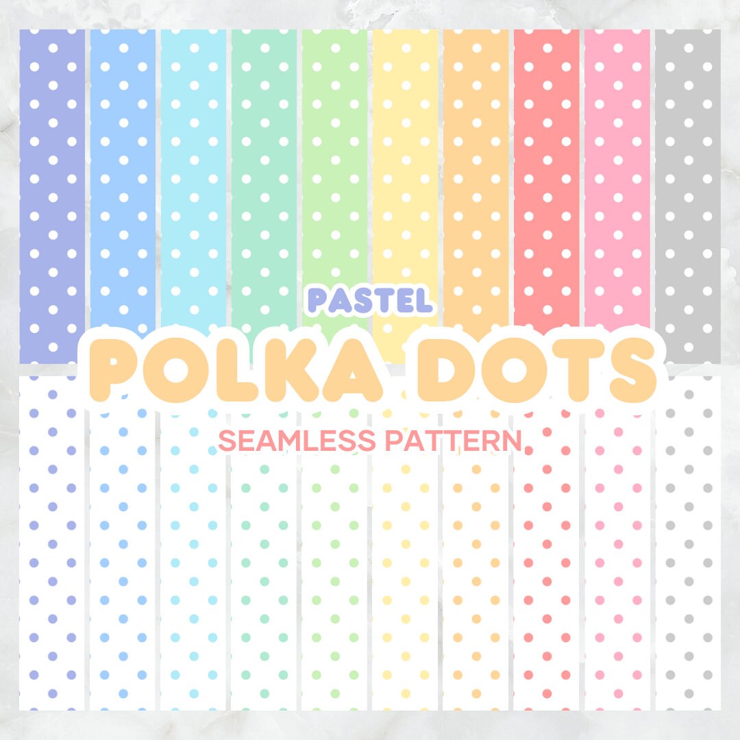20 Pastel Polka Dots Seamless Pattern - Digital Papers, Gift Wrapping ...