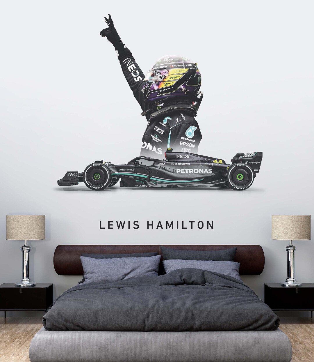 F1 Racing Car Wall Decal Lewis Hamilton Wall Sticker for Bedroom or ...