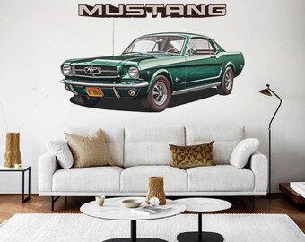 Removable Vintage Car Decal Mustang Wall Art Mustang Wall Decal Classic ...