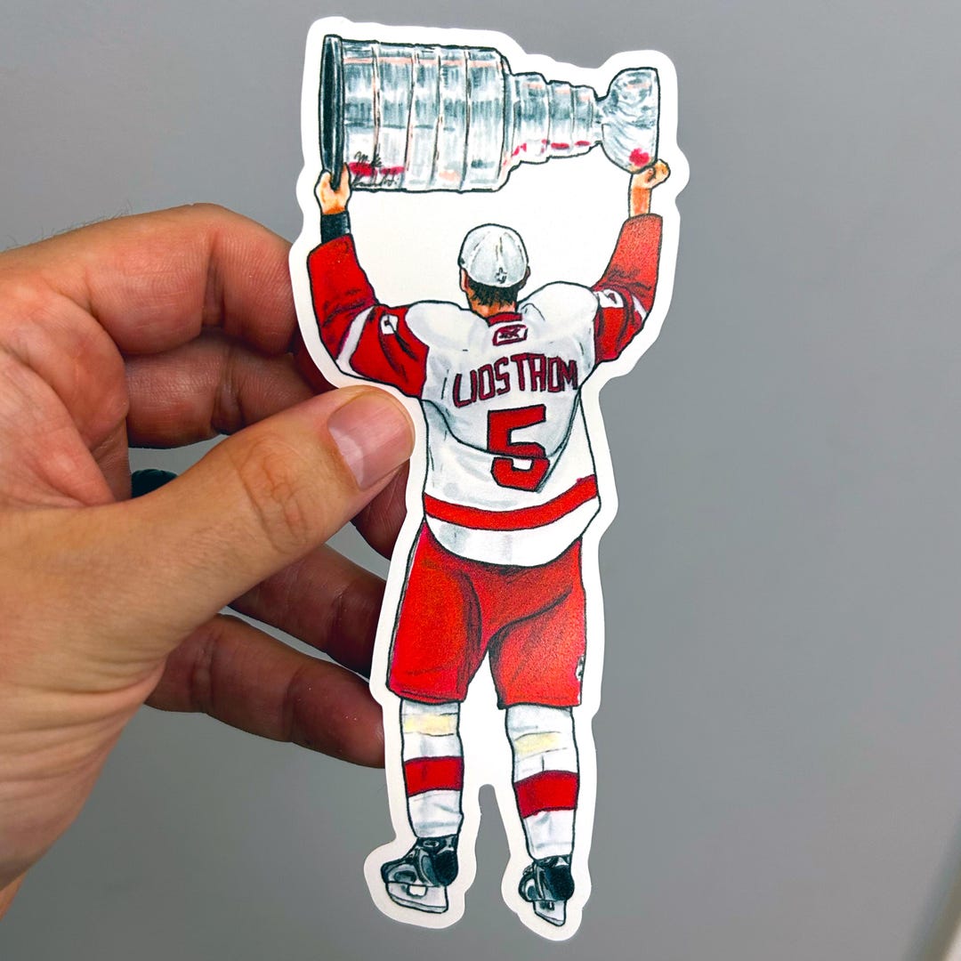 Nicklas Lidström Detroit Cup Champ Hockey Sticker | Hand-drawn Art ...