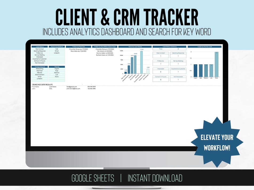Client Lead and Relationship Tracker | CRM Google Sheet for Small ...