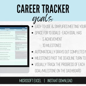 Career Planner and Tracker | Microsoft Excel | Brag Book | to Do List ...