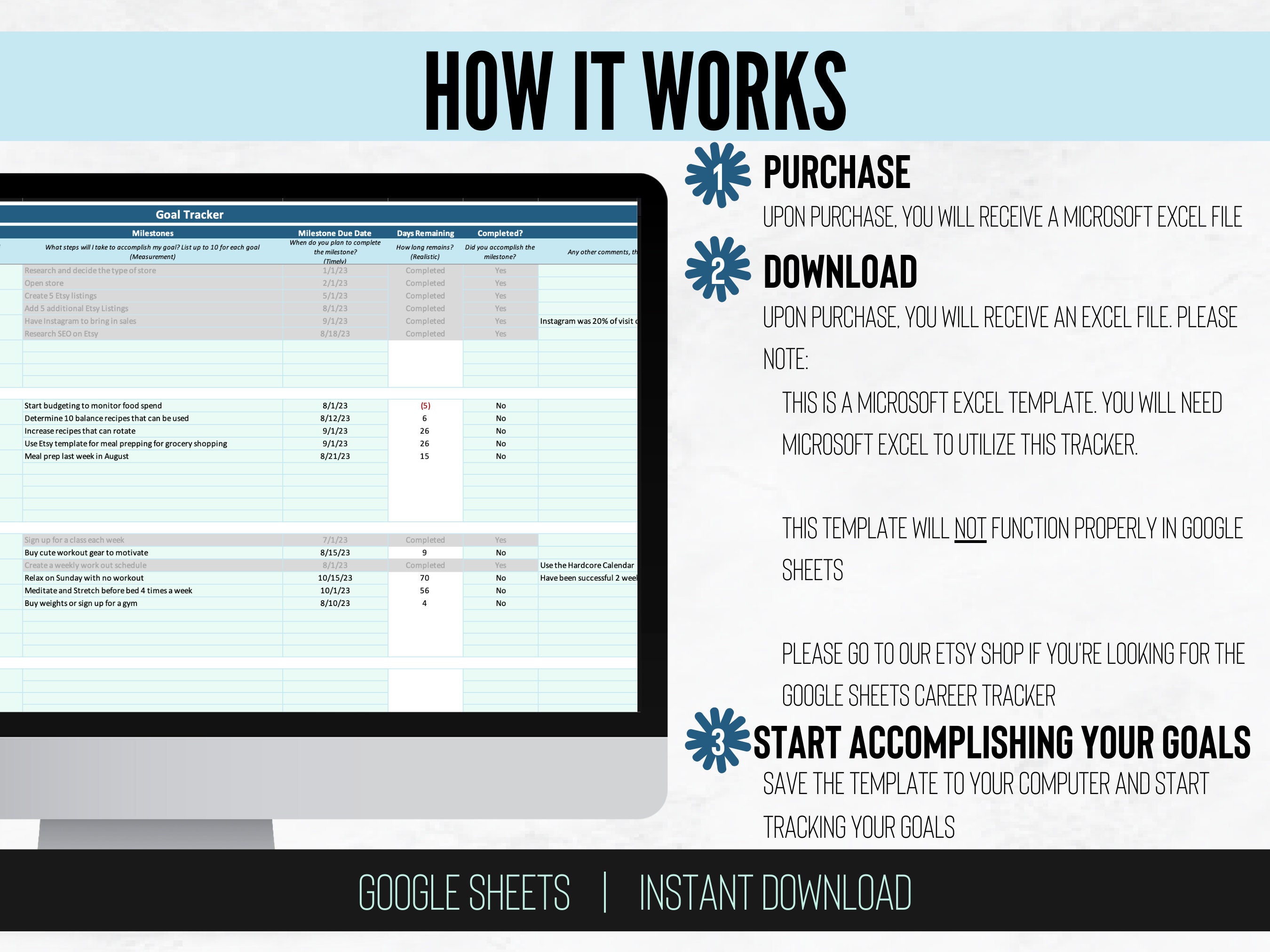 Goal Tracker Spreadsheet Accomplish Your Goals, Simple Goal Setting ...