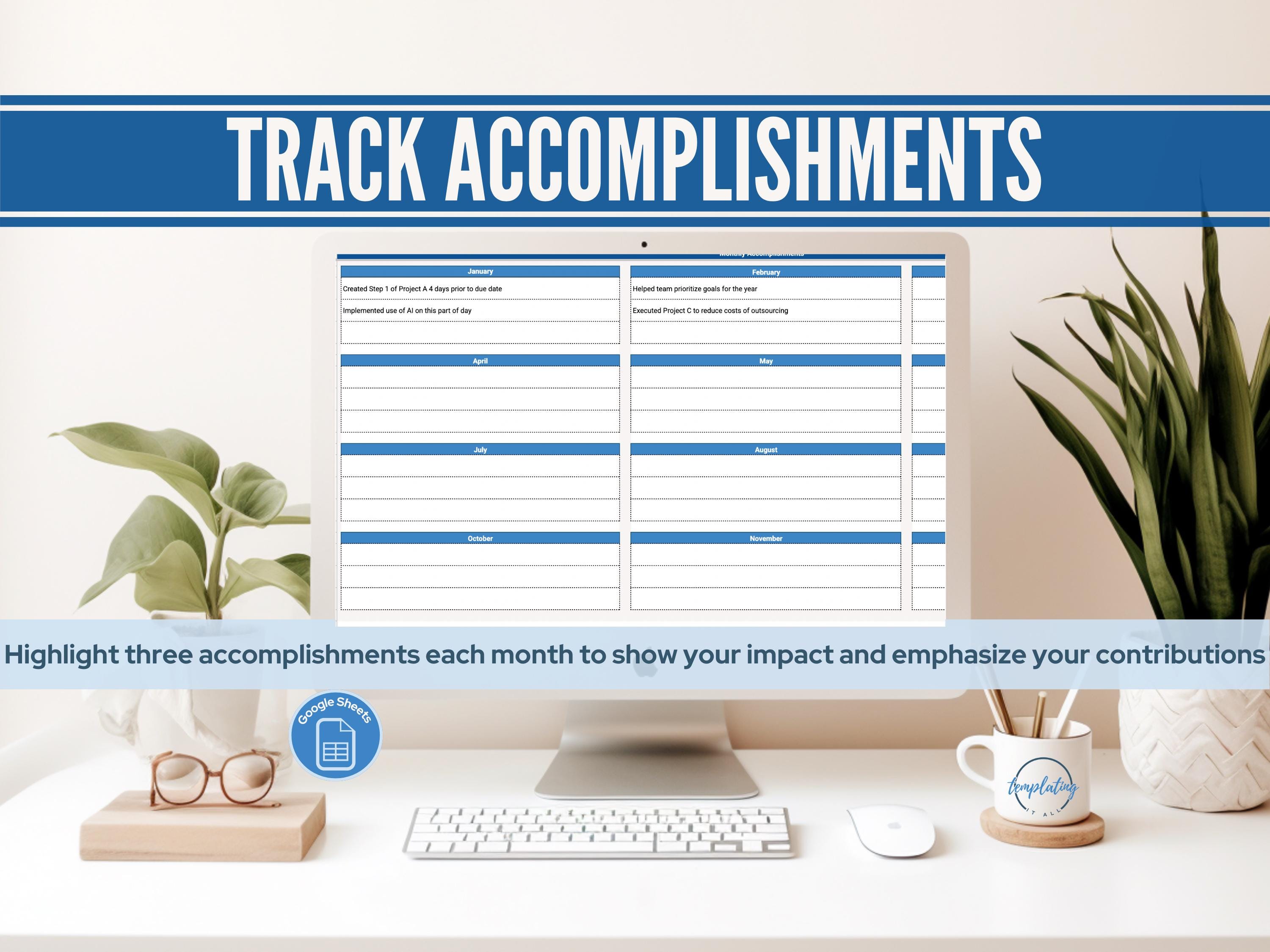 Google Sheets Career Tracker | Goals, Tasks, Accomplishments, and ...