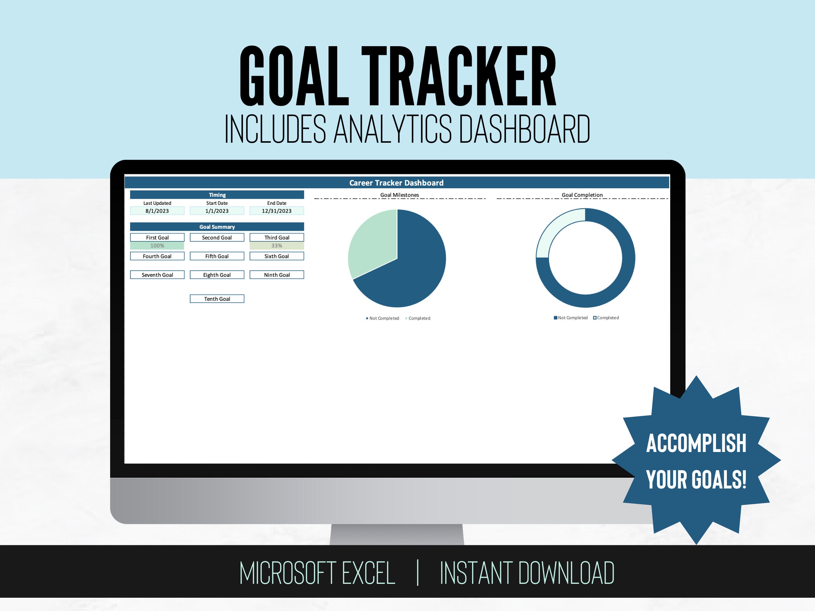 Goal Tracker Spreadsheet Accomplish Your Goals, Simple Goal Setting ...