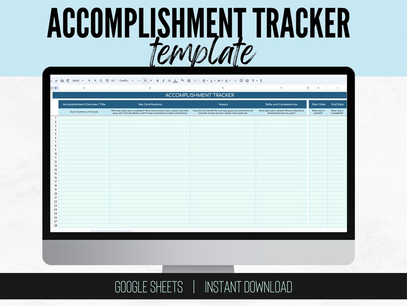Accomplishment Tracker | Brag Spreadsheet | Professional Development ...