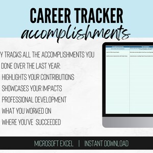 Career Planner and Tracker | Microsoft Excel | Brag Book | to Do List ...