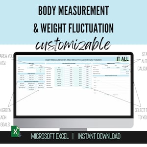 Body Measurement & Weight Loss Tracker in Microsoft Excel. Editable ...
