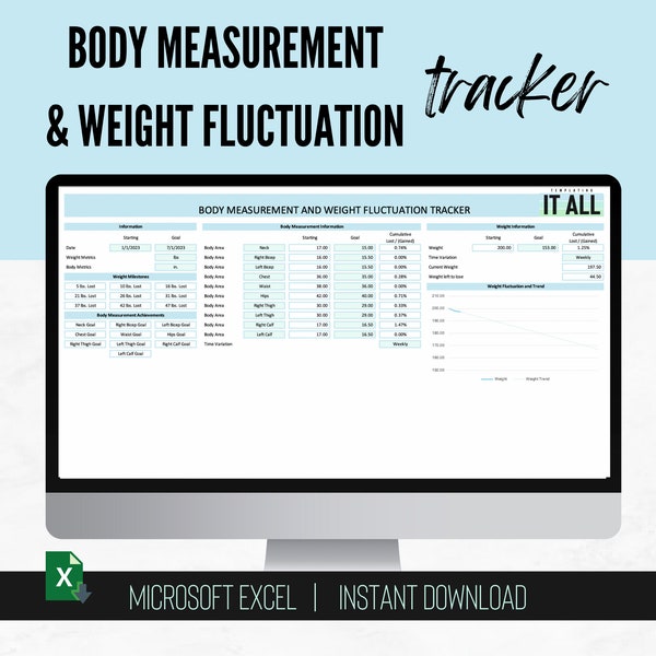 Body Measurements Tracker Spreadsheet - Etsy