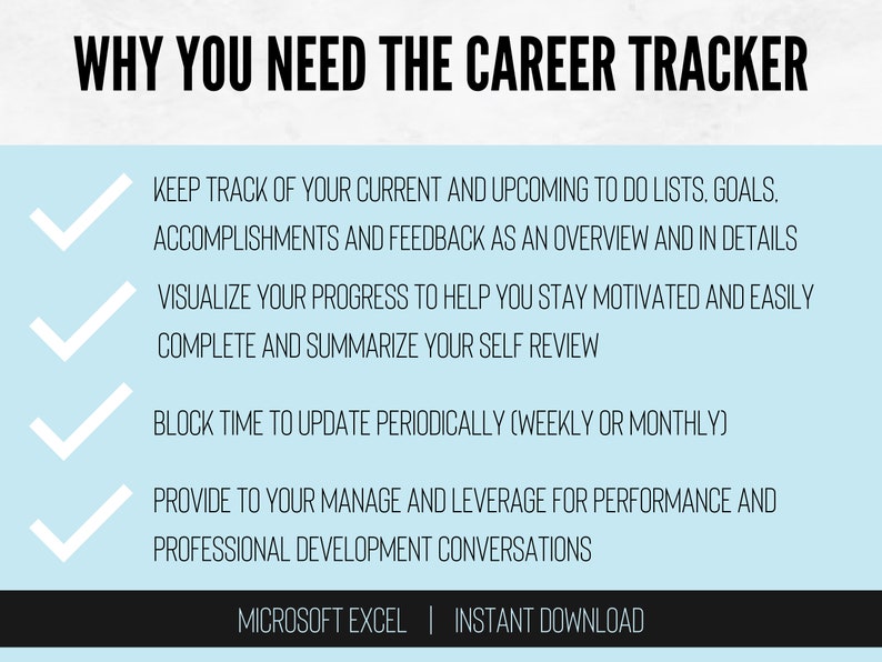 Career Planner and Tracker | Microsoft Excel | Brag Book | to Do List ...