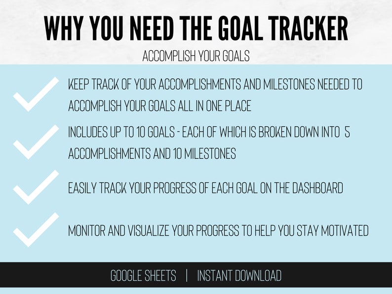 Goal Tracker Spreadsheet Accomplish Your Goals, Simple Goal Setting ...