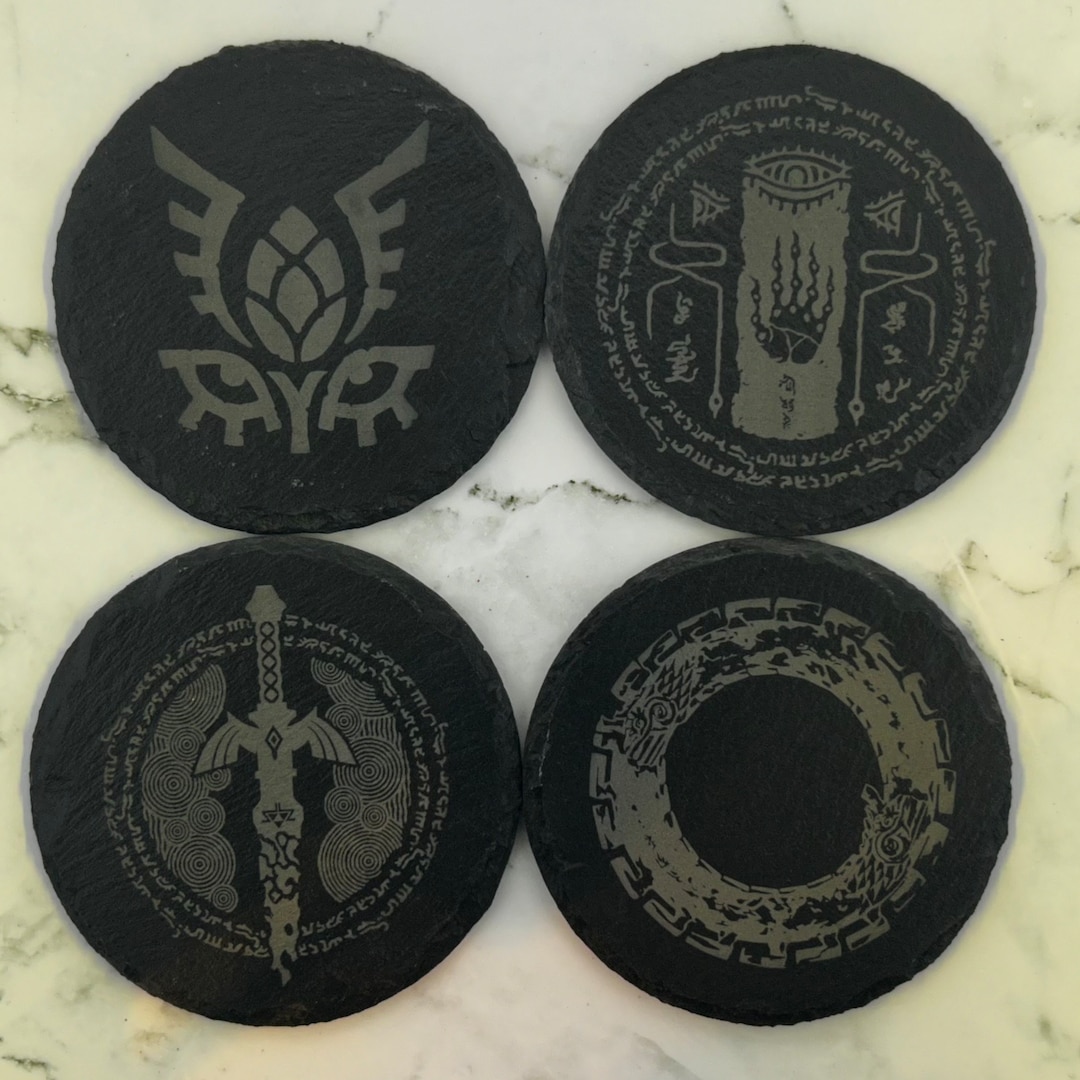 Zelda Totk Circle Coasters Laser Engraved Slate Coaster - Etsy