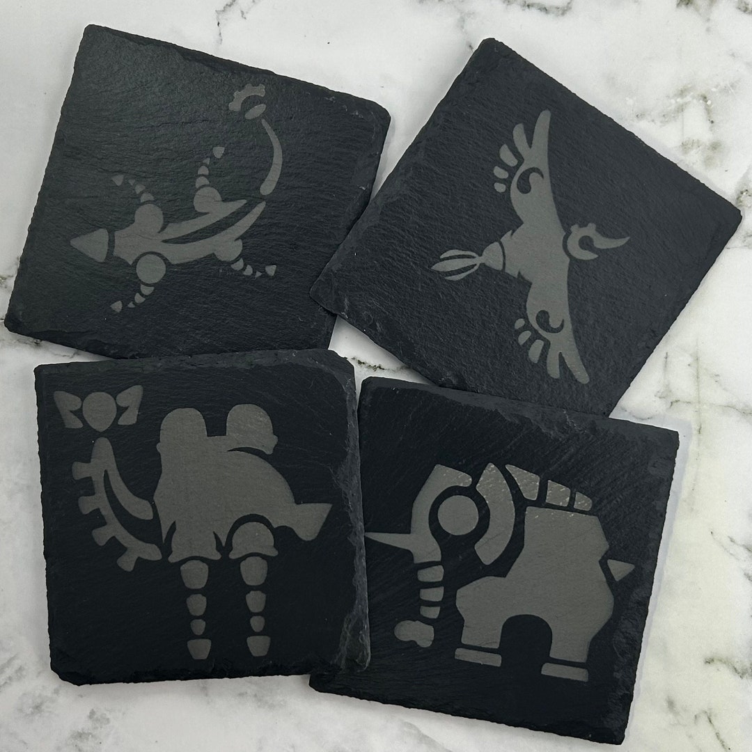 Zelda Botw - Square Coasters - Laser Engraved Slate Coaster Set ...
