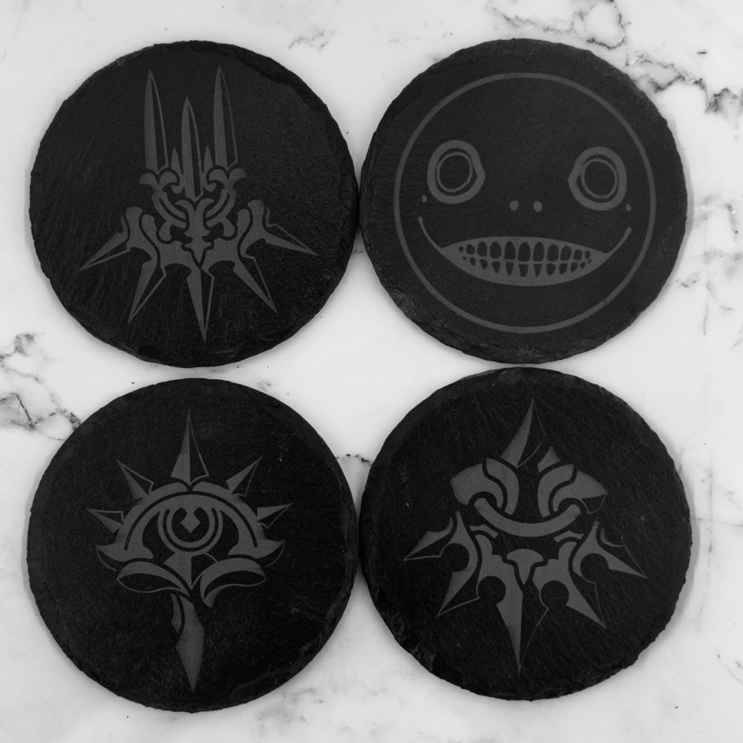 Nier Automata - Circle Coasters - Laser Engraved Slate Coaster Set - Etsy