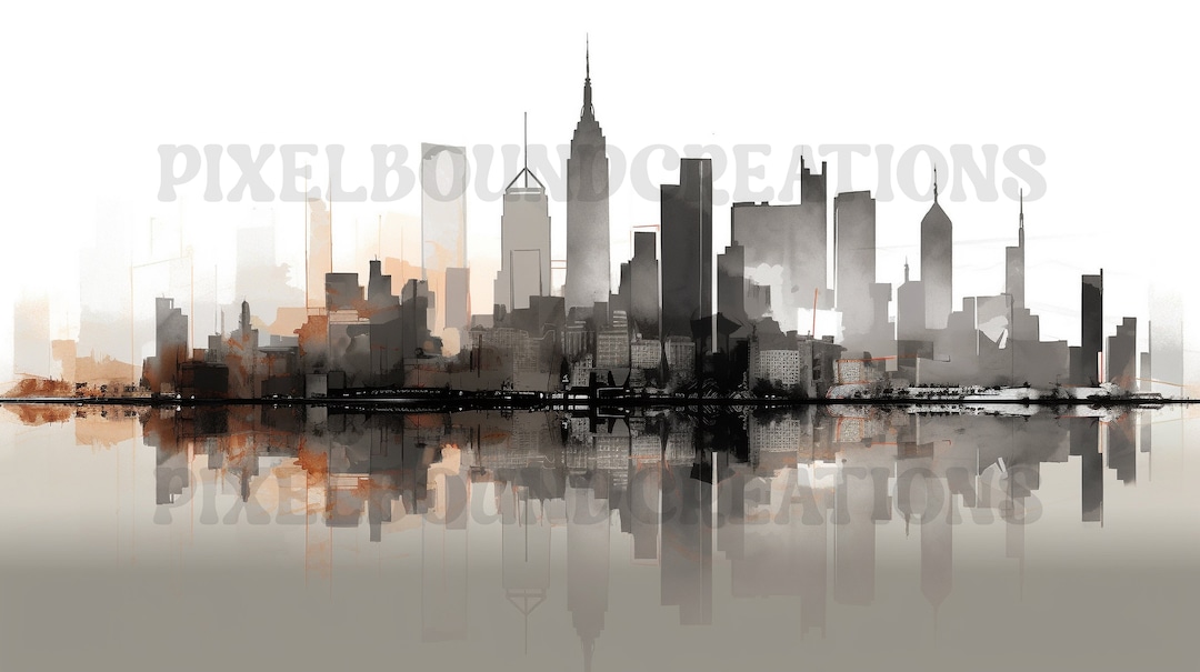 Minimalist New York City Skyline - Ai-generated Digital Illustration - Etsy