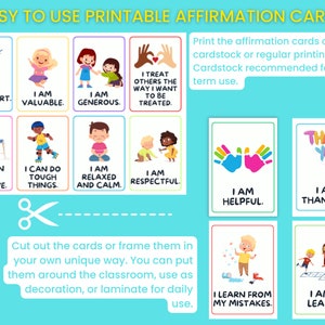 Printable Positive Affirmation Cards for Kids Children's - Etsy