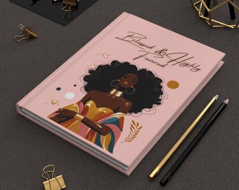 Hardcover Gratitude Journal, Black Woman With Champagne Glass Design, A ...
