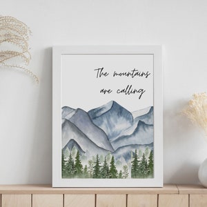 Watercolor Mountain Wall Art, Minimalist Home Decor, Natural Decor ...