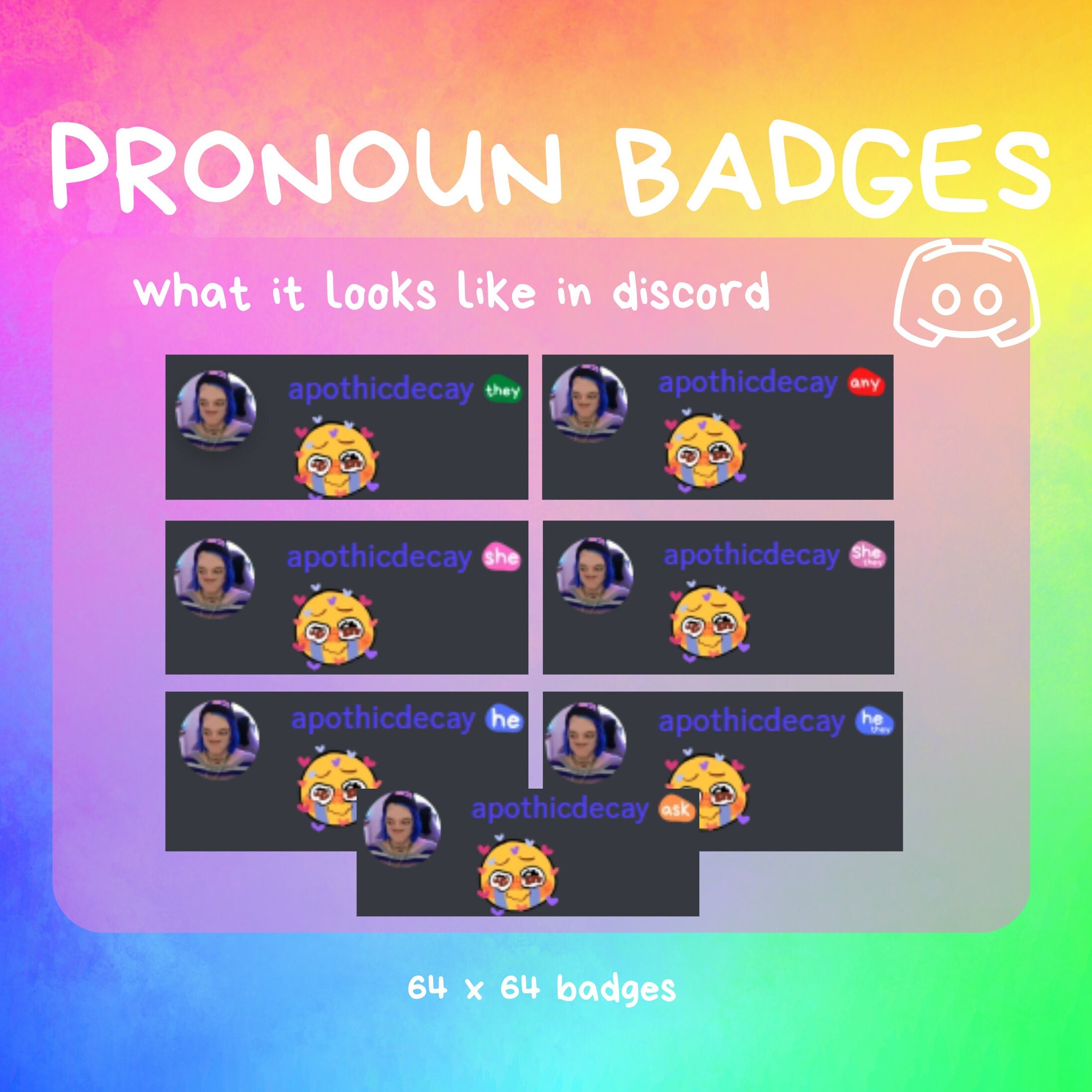 Discord an Twitch Pronoun Badges Emotes Twitch Affiliated or Partnered ...