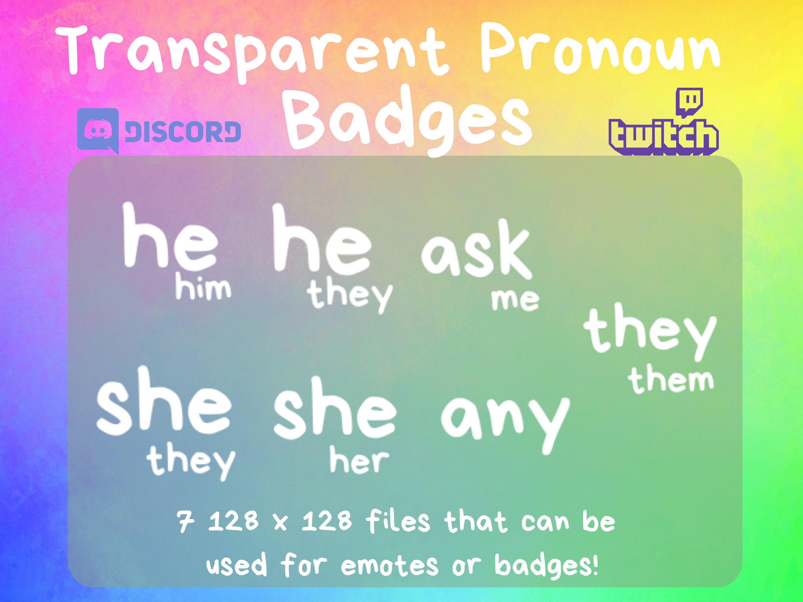 Discord, Twitch, Pronoun Badges, Pronoun Emotes, Twitch Affiliated or ...