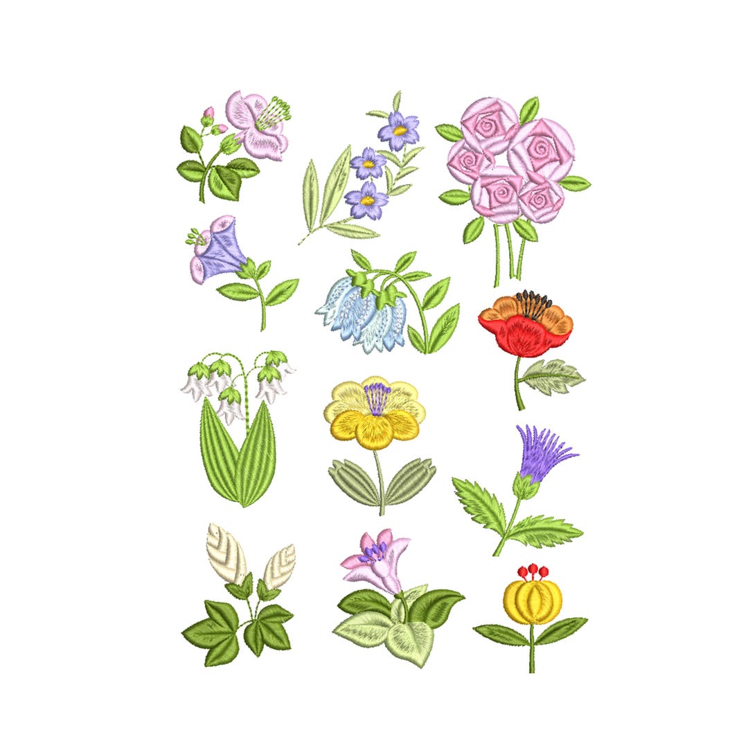 12 Small Flower Machine Embroidery Designs, Tiny Floral Botanical ...