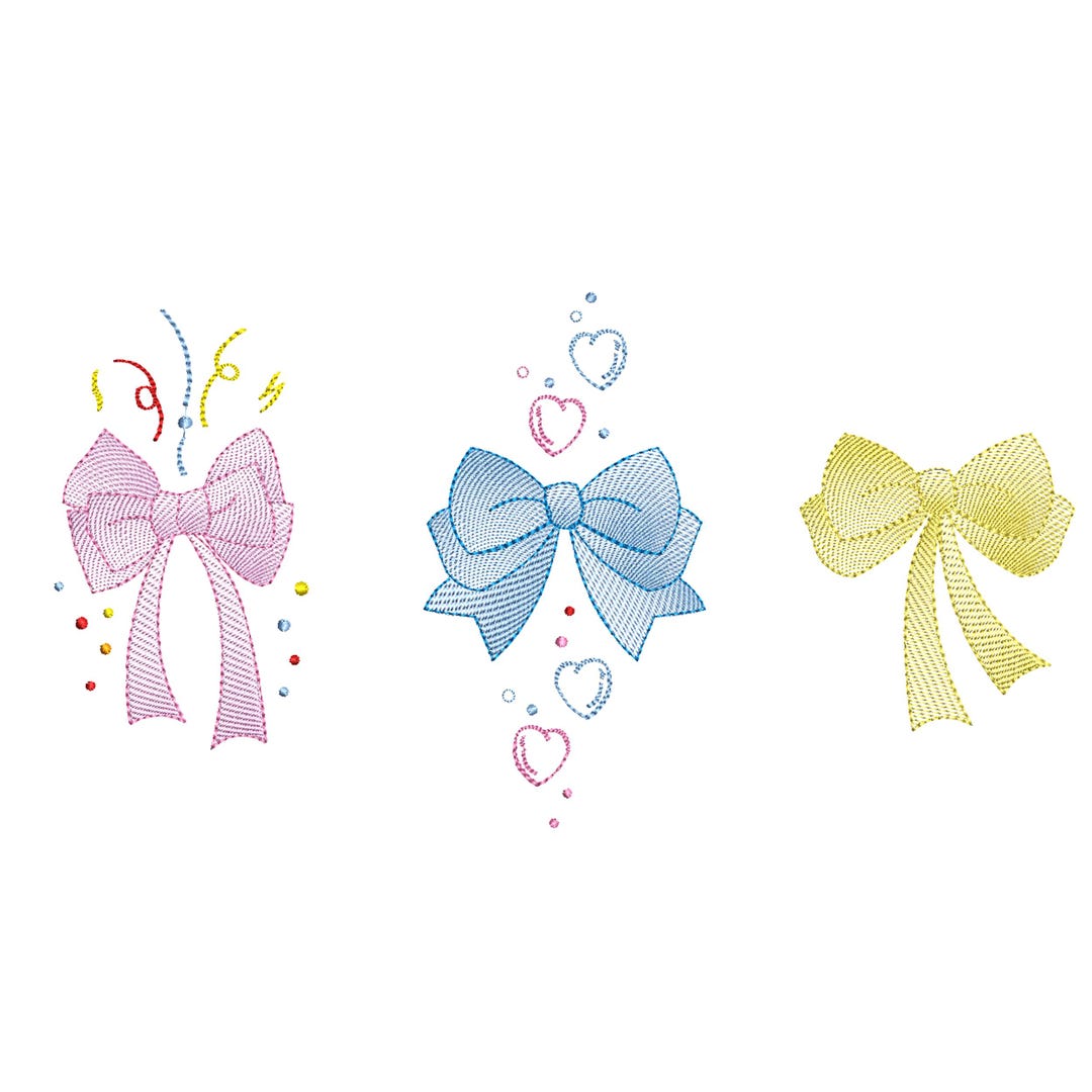 3 Bows Machine Embroidery Design Bundle, Instant Download Zip - 5 Sizes ...