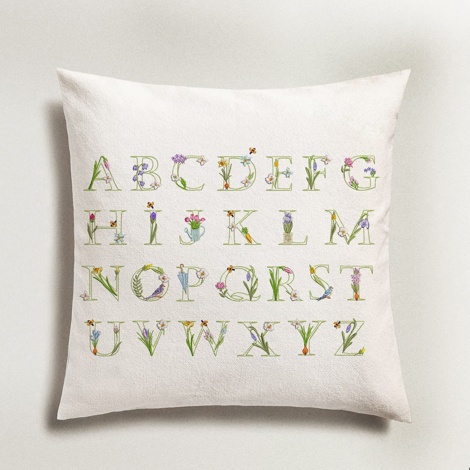 Flower Garden Alphabet Machine Embroidery Design Package, Floral ...