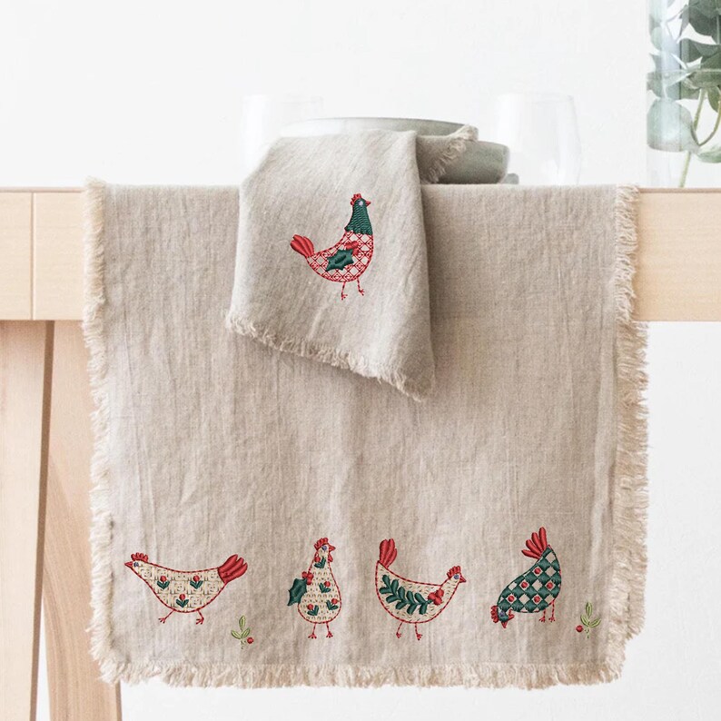 12 Christmas Chicken Machine Embroidery Design Bundle, Mini Tiny Hen ...