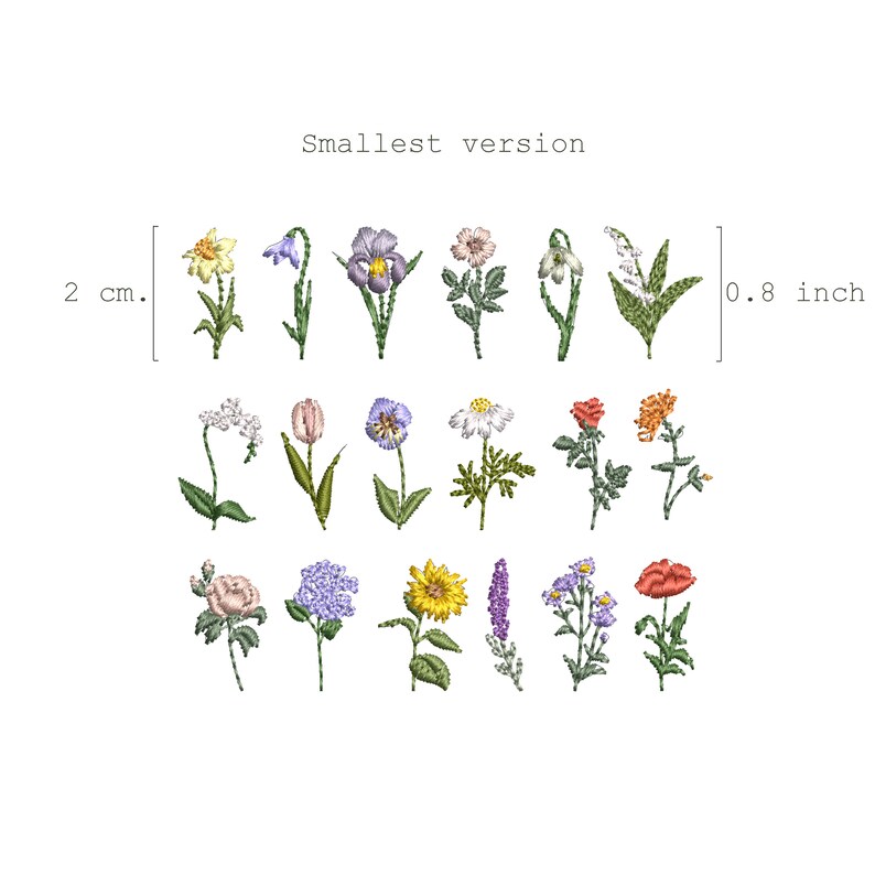 18 Small Flower Machine Embroidery Designs Mini Floral - Etsy