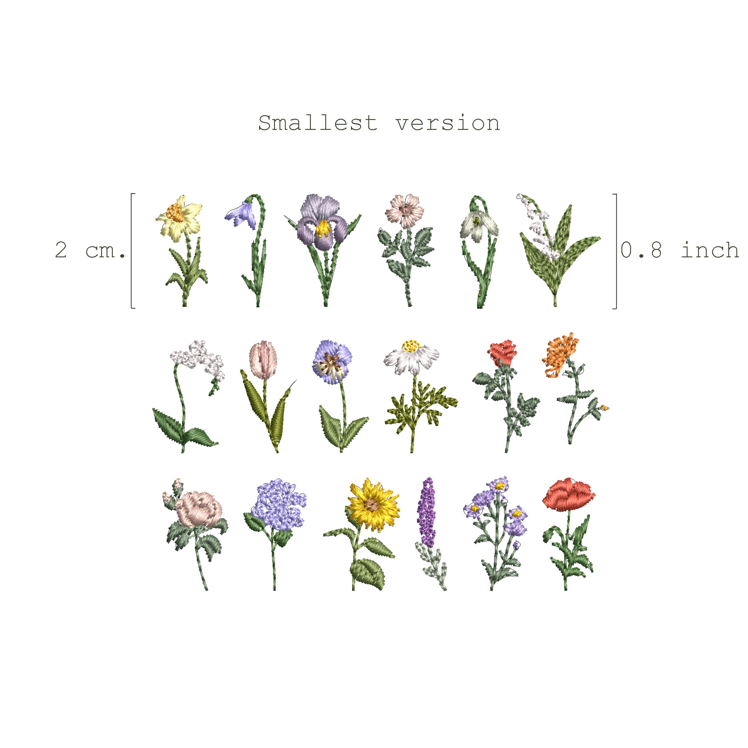 18 Small Flower Machine Embroidery Designs Mini Floral - Etsy