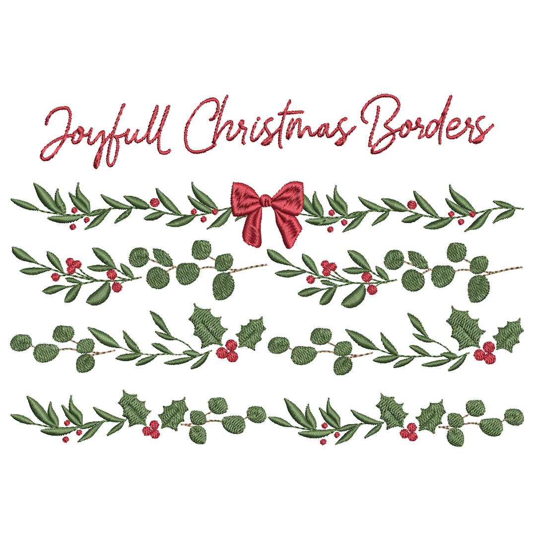 4 Joyful Christmas Borders for Machine Embroidery, Border Design ...
