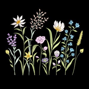 Blooming Garden Machine Embroidery Design, Easter Floral Meadow Wild ...