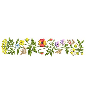 Enchanted Garden Border Machine Embroidery Design + 8 Flowers, Instant ...