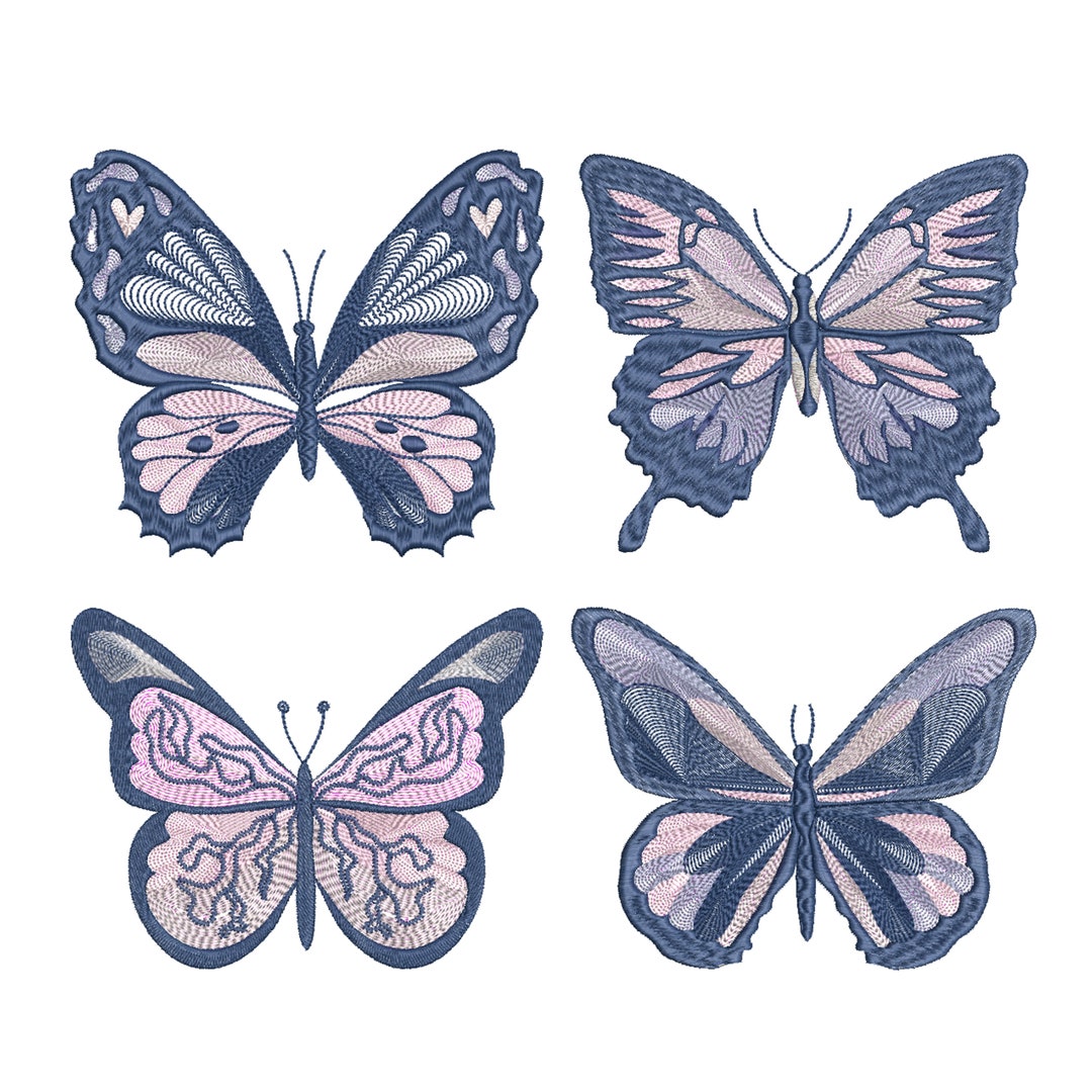 4 Classic Butterfly Machine Embroidery Designs, Botanical Garden ...
