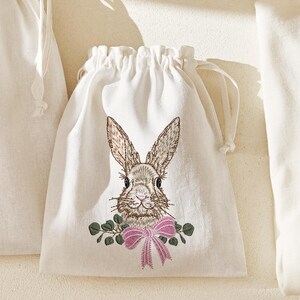 Boho Easter Bunny Machine Embroidery Design Set, Eucalyptus Bow Floral ...