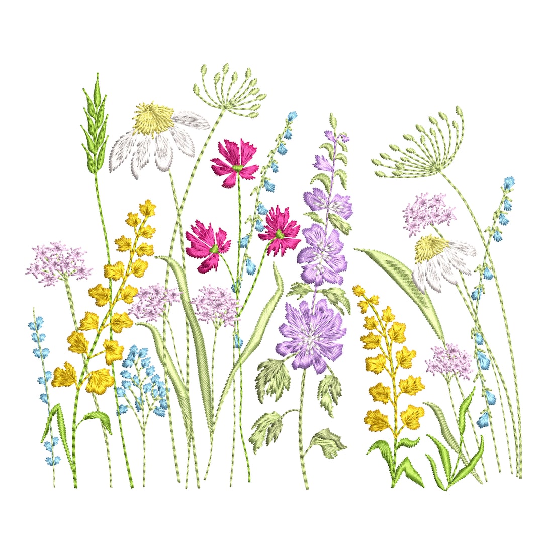 Enchanted Garden Machine Embroidery Design, Easter Floral Meadow Wild ...