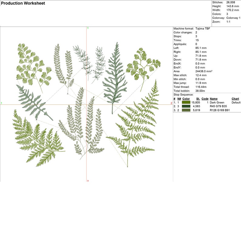 Forest Green Fern Branches Machine Embroidery Design Bundle - Etsy