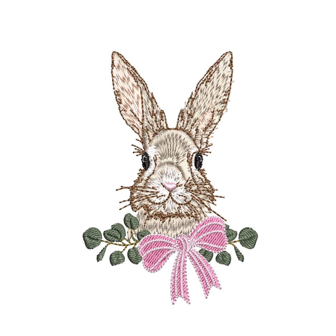 Boho Easter Bunny Machine Embroidery Design Set, Eucalyptus Bow Floral ...
