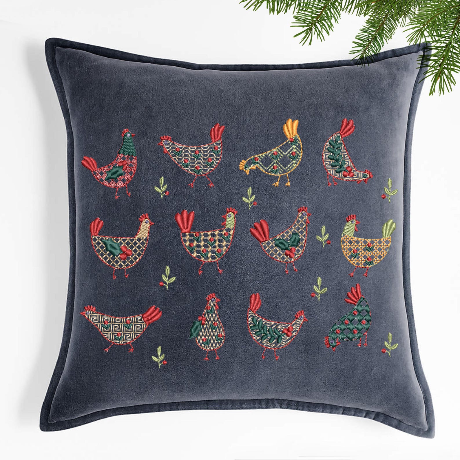 12 Christmas Chicken Machine Embroidery Design Bundle, Mini Tiny Hen ...