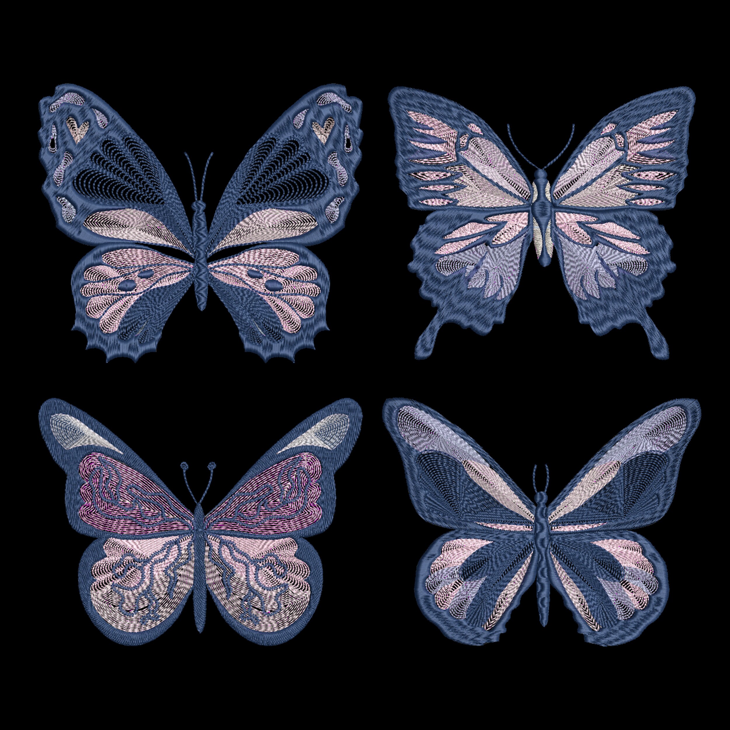 4 Classic Butterfly Machine Embroidery Designs, Botanical Garden ...
