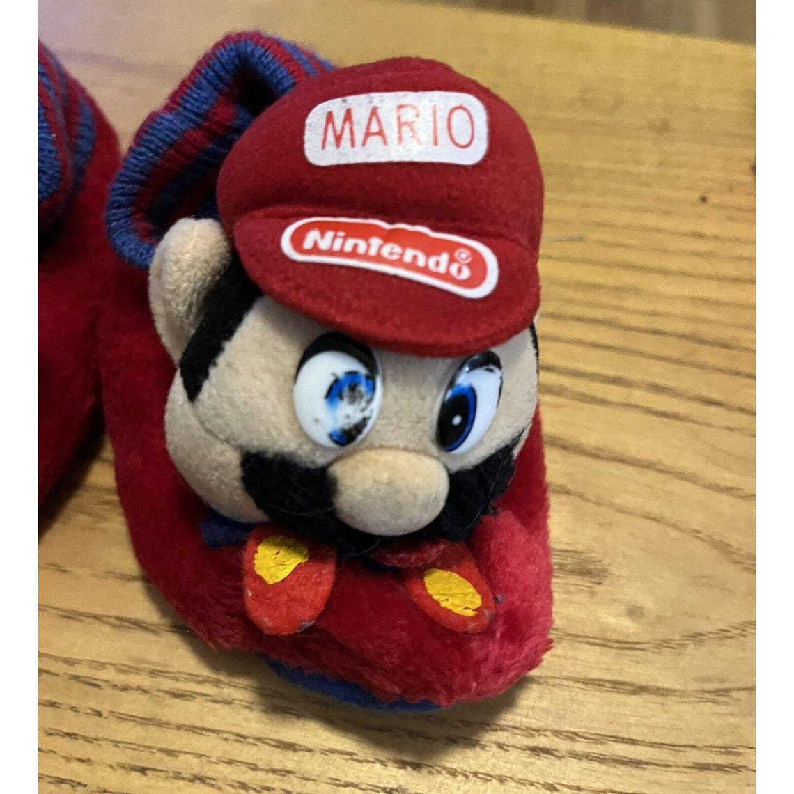 Vintage RARE 1989 Super Mario Bros Plush Fuzzy Slippers Nintendo 3-4 ...
