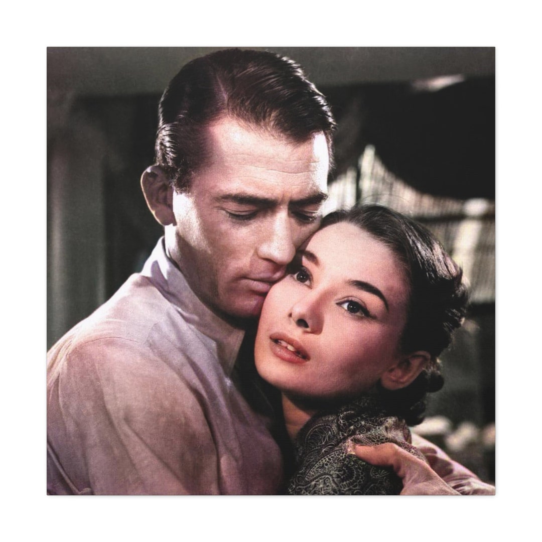 Colorized Gregory Peck and Audrey Hepburn in Roman Holiday Matte Canvas ...