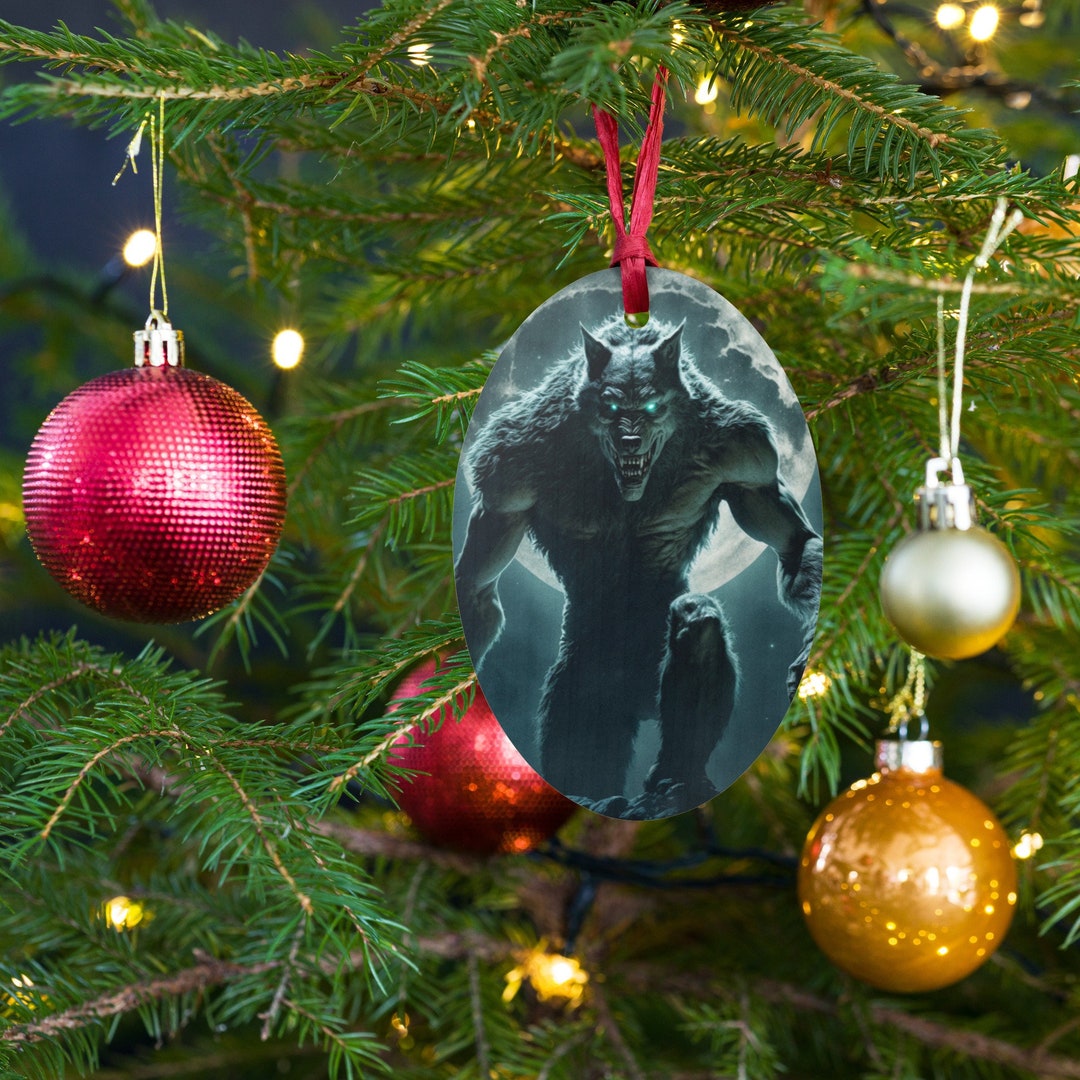 Wooden Ornaments, Full Moon Dogman Ornament - Etsy