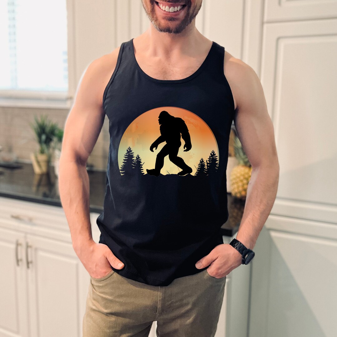 Men’s Premium Bigfoot Sunset Tank Top, Summer Tank, Weekend Tank ...