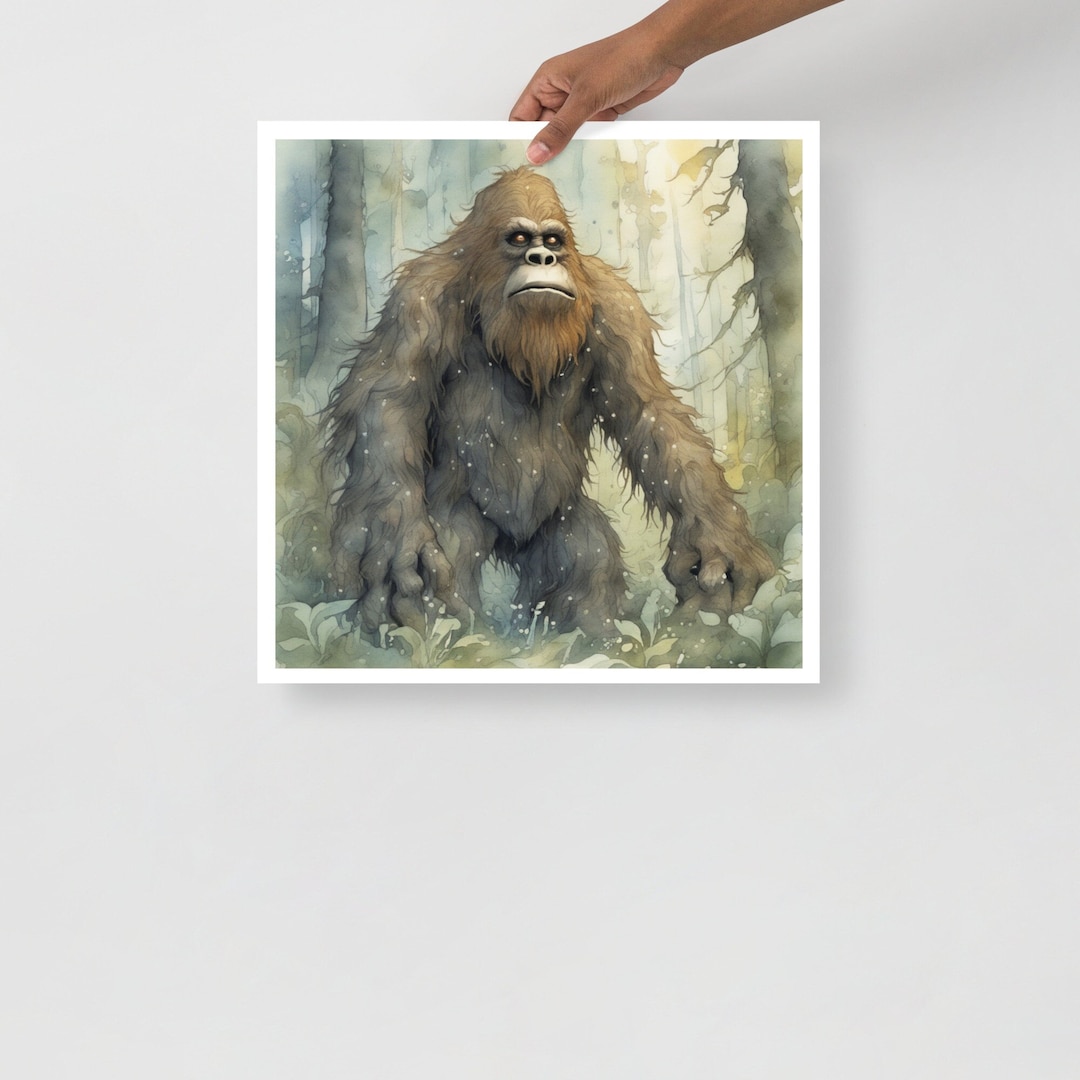 Photo Paper Poster, Watercolor Painting Snowy Bigfoot Poster - Etsy