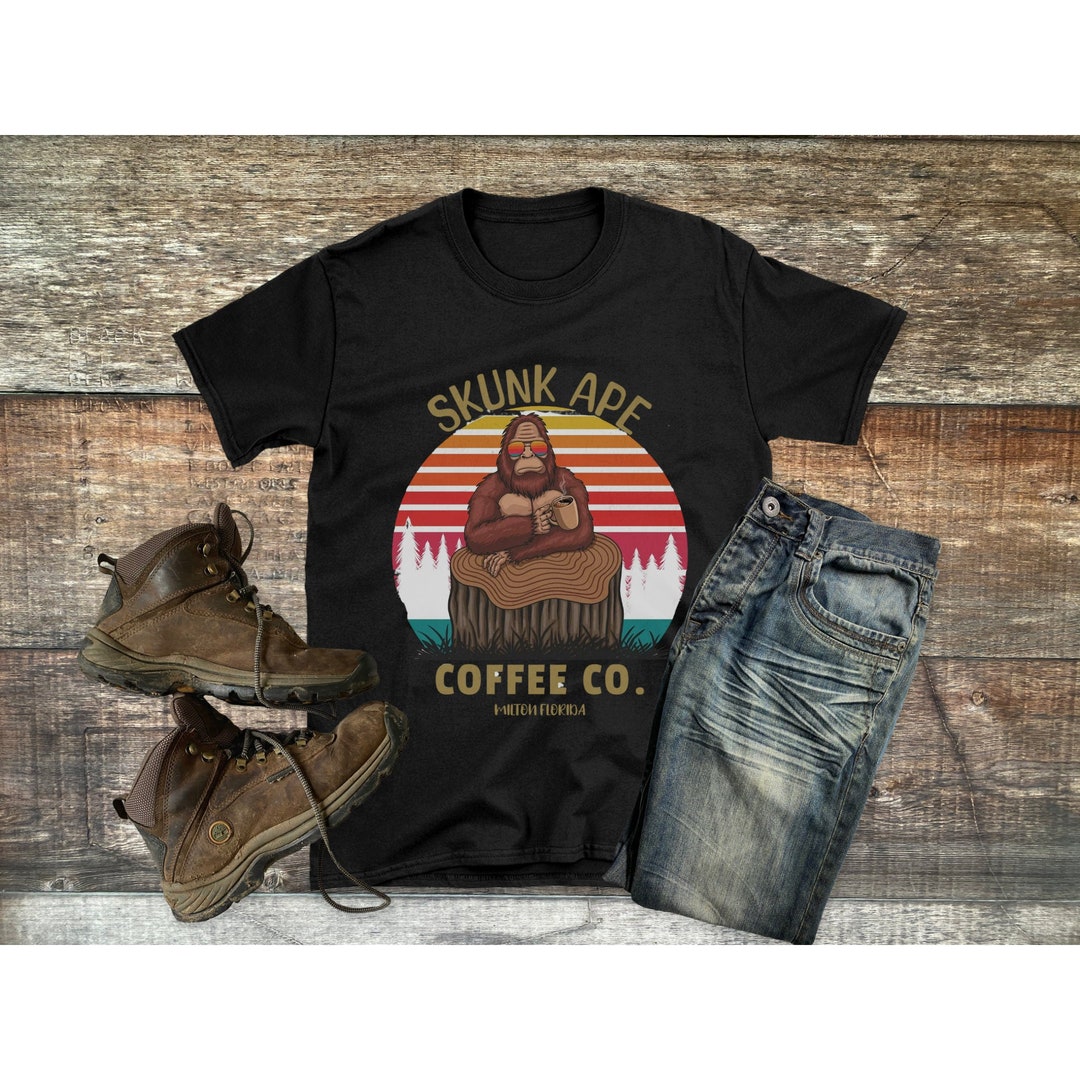 Unisex T-shirt, Skunk Ape Drinking Coffee T-shirt - Etsy