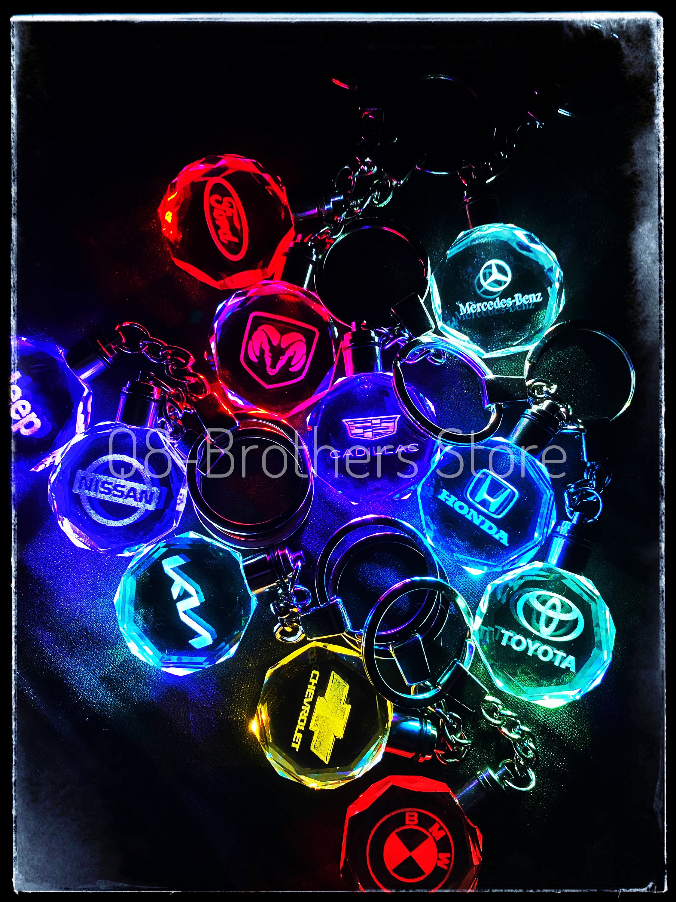Car Logo Keychain/pendant LED Changing Color Crystal Glass USA - Etsy
