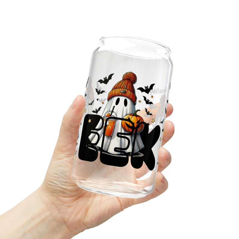 Halloween Ghost Glass Tumbler - EEK Ghostly Greetings 16oz - Etsy