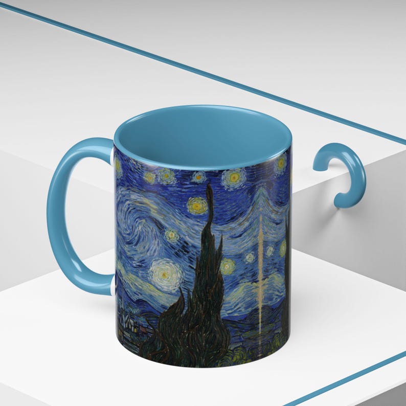 Van Gogh Starry Night Accent Mug 1889 Iconic Art Cup Color Pop Coffee ...