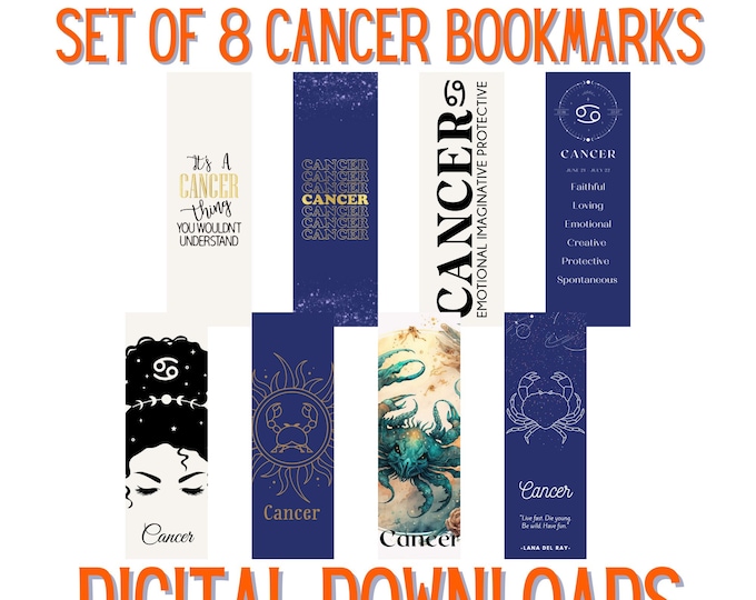 Cancer, Printable Bookmarks, Astrology Bookmarks, Digital Products ...